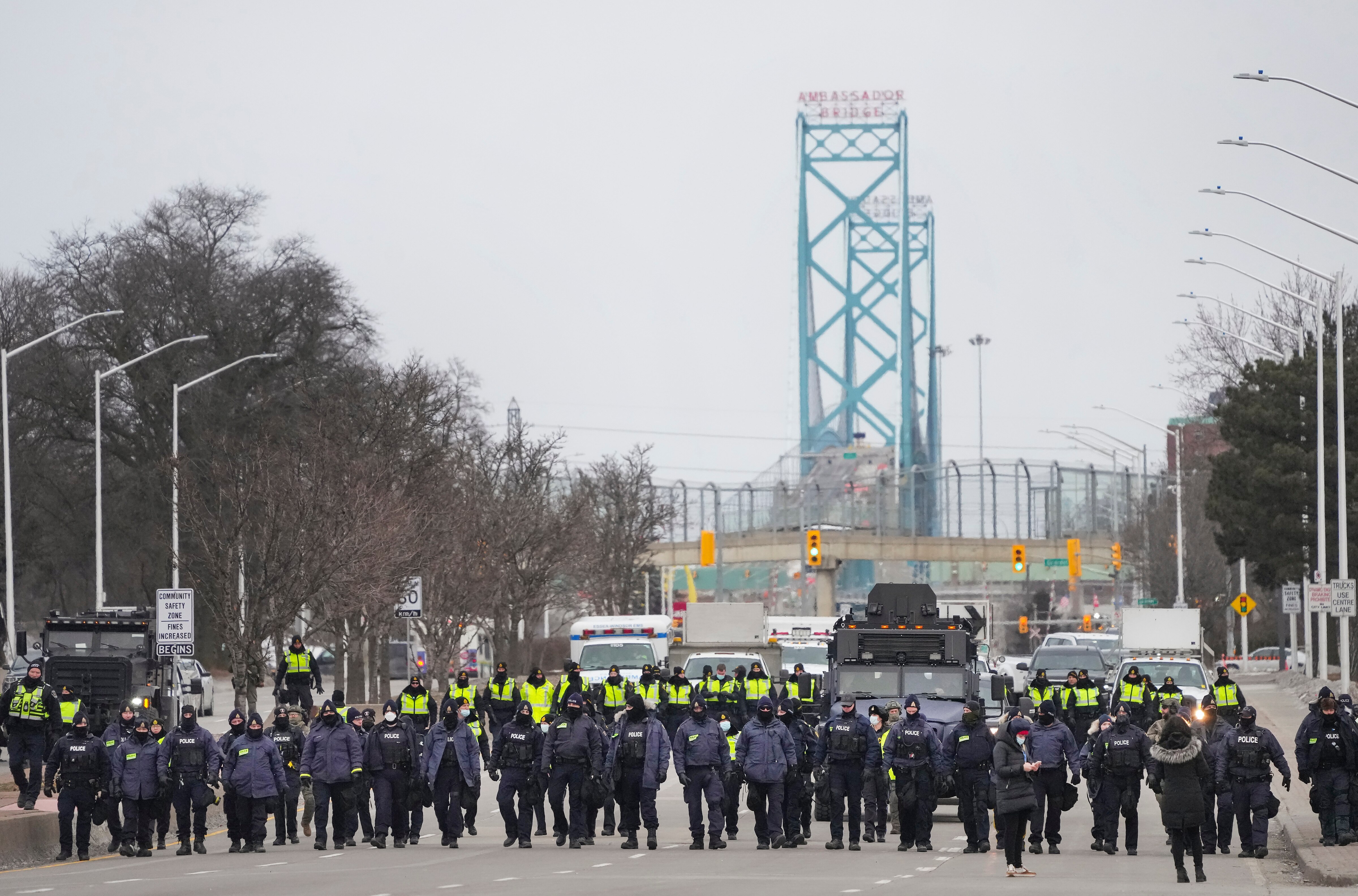 Police clear remaining protesters from Ambassador Bridge on US-Canada ...