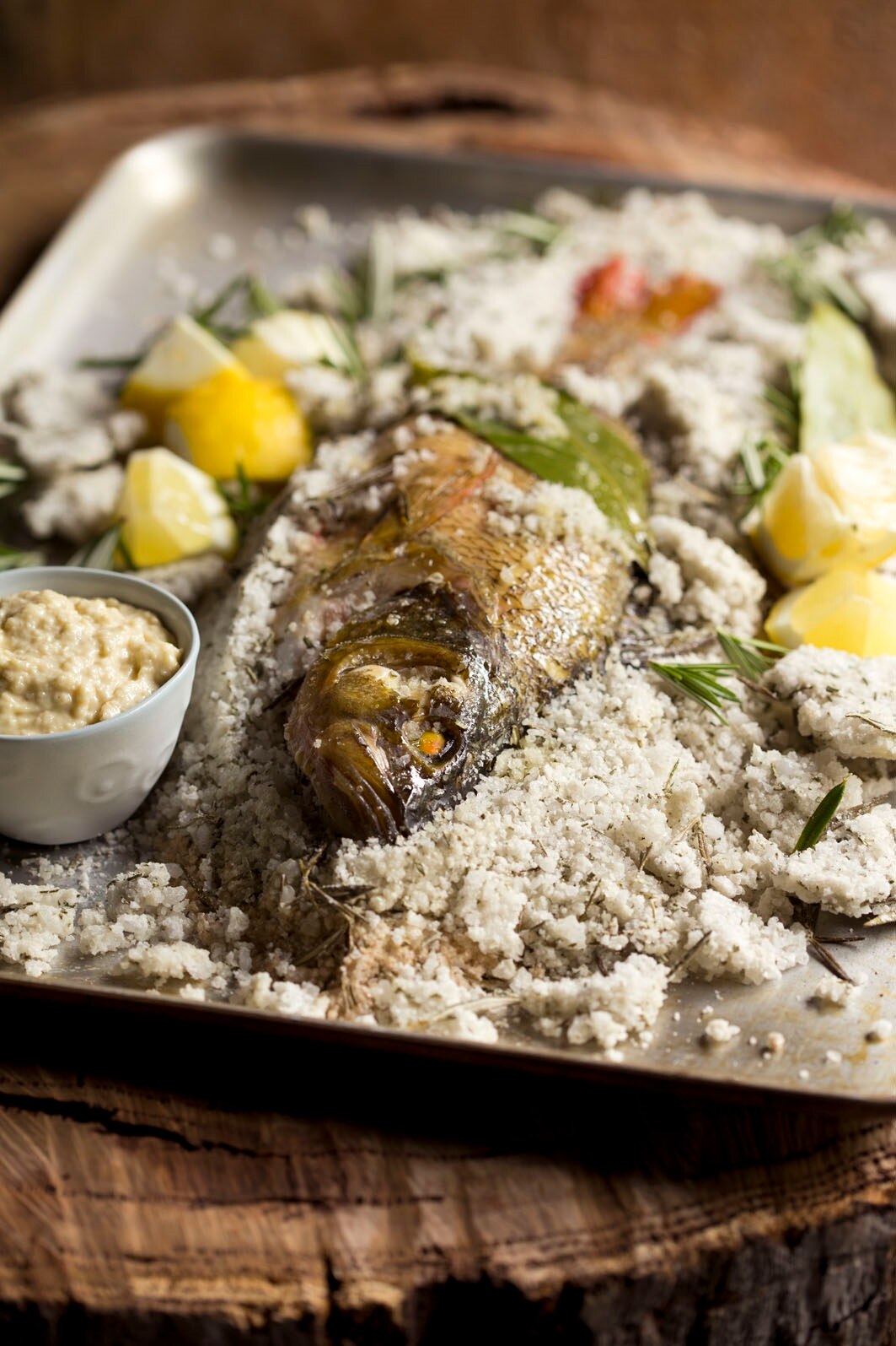 Recipe by Sophie Zalokar: Rosemary salt-baked whole fish with almond ...