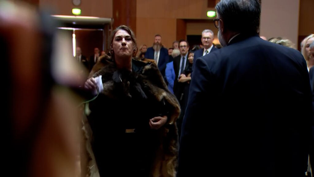 Senator Lydia Thorpe yells at King Charles during Parliament House ...