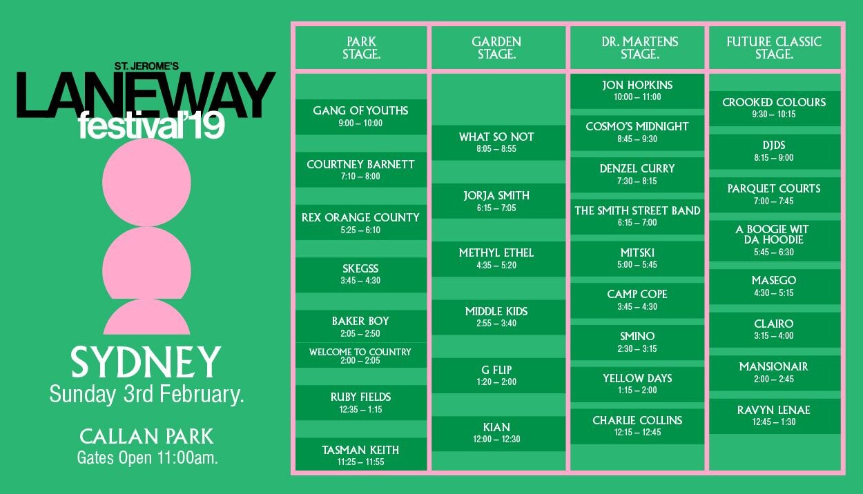 Check out the Laneway set times for 2019 - triple j