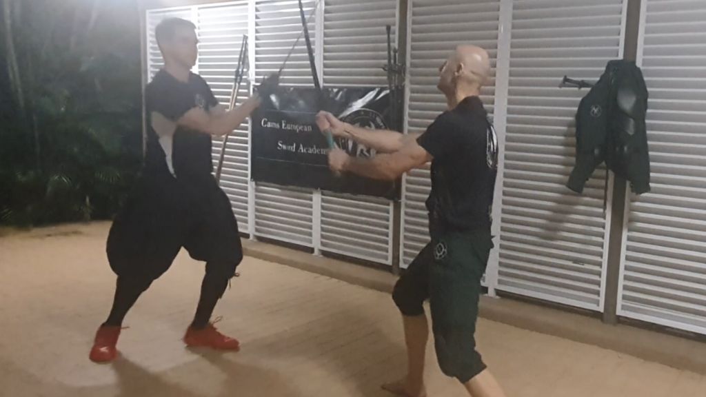 Sparring with longswords in the tropical heat of Far North Queensland ...