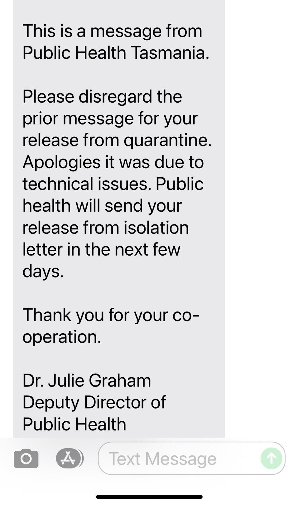 Text messages telling people they can leave COVID-19 isolation sent by ...