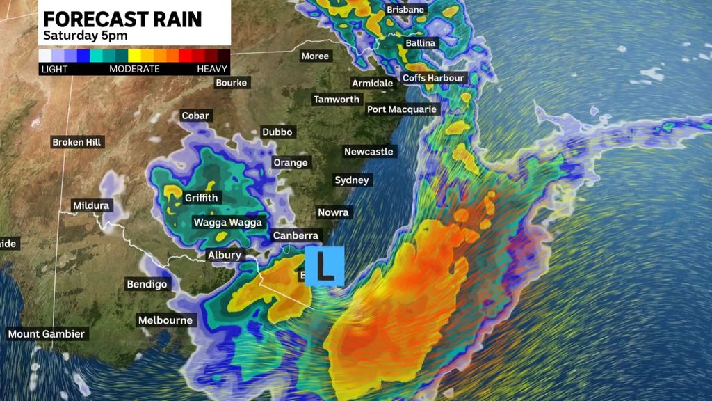 Rain forecast for Saturday from 12pm onwards - ABC News