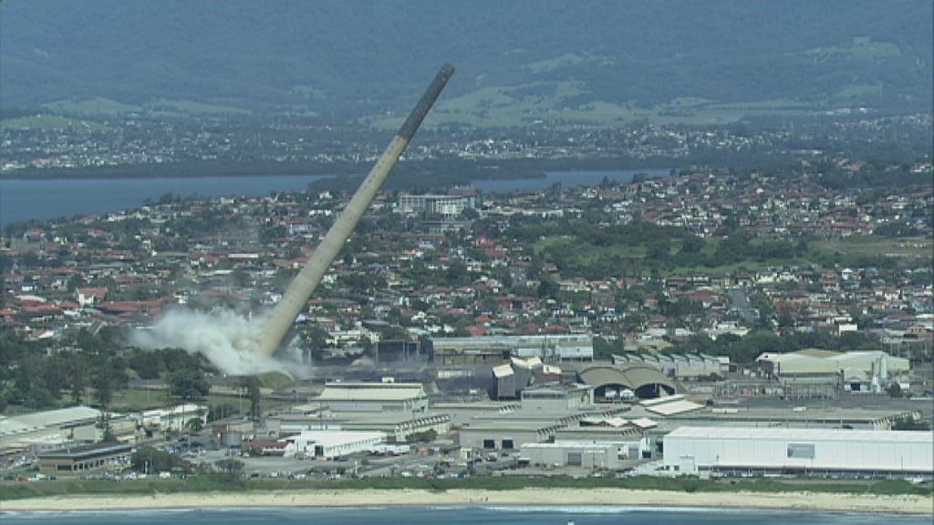 Stack falls on explosive day for Port Kembla - ABC News