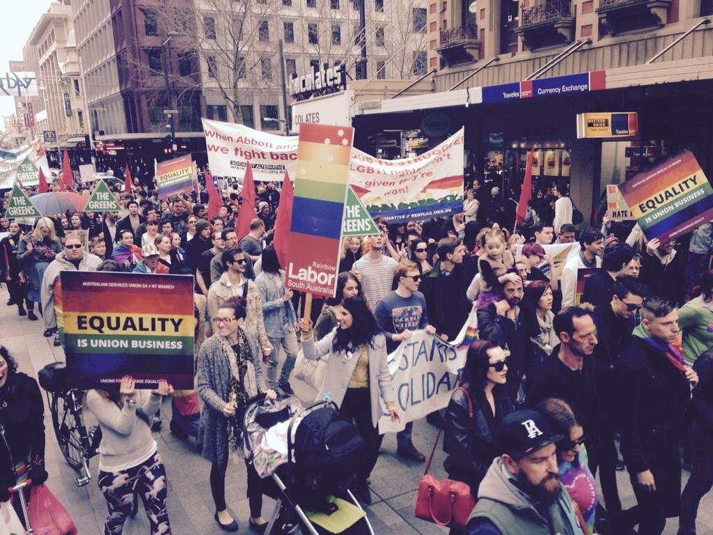 Marriage equality rally attracts 600 people in Adelaide - ABC News