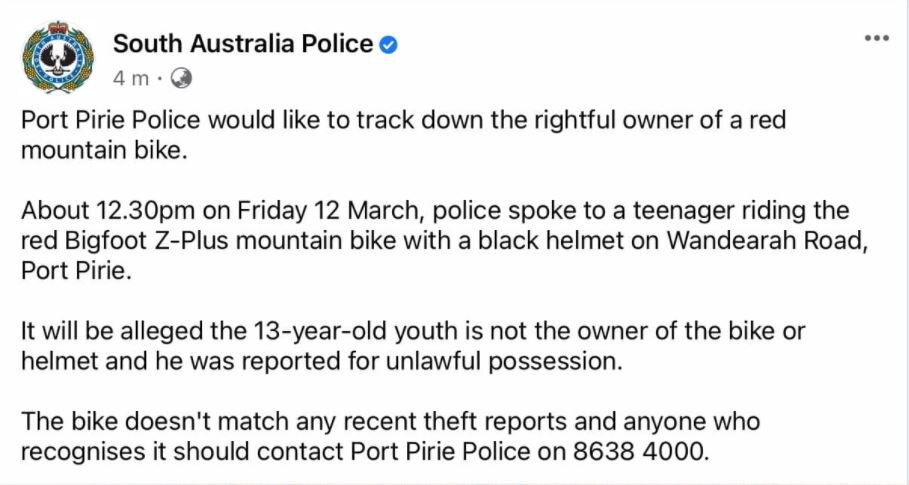 Police apologise after wrongly seizing bike from an Aboriginal teenager ...