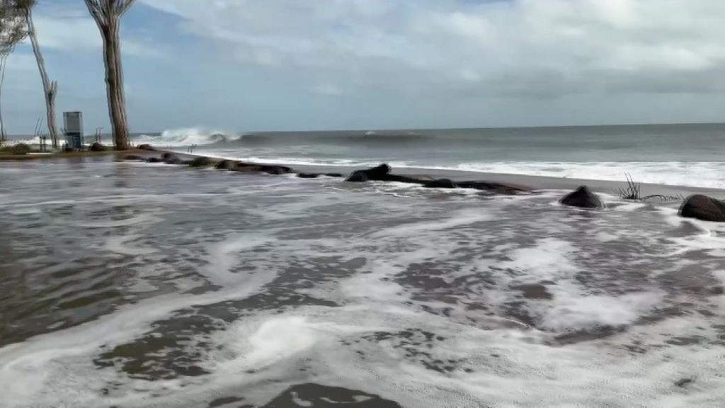 Intense waves at Moore Beach park near Bundaberg, Queensland - ABC News