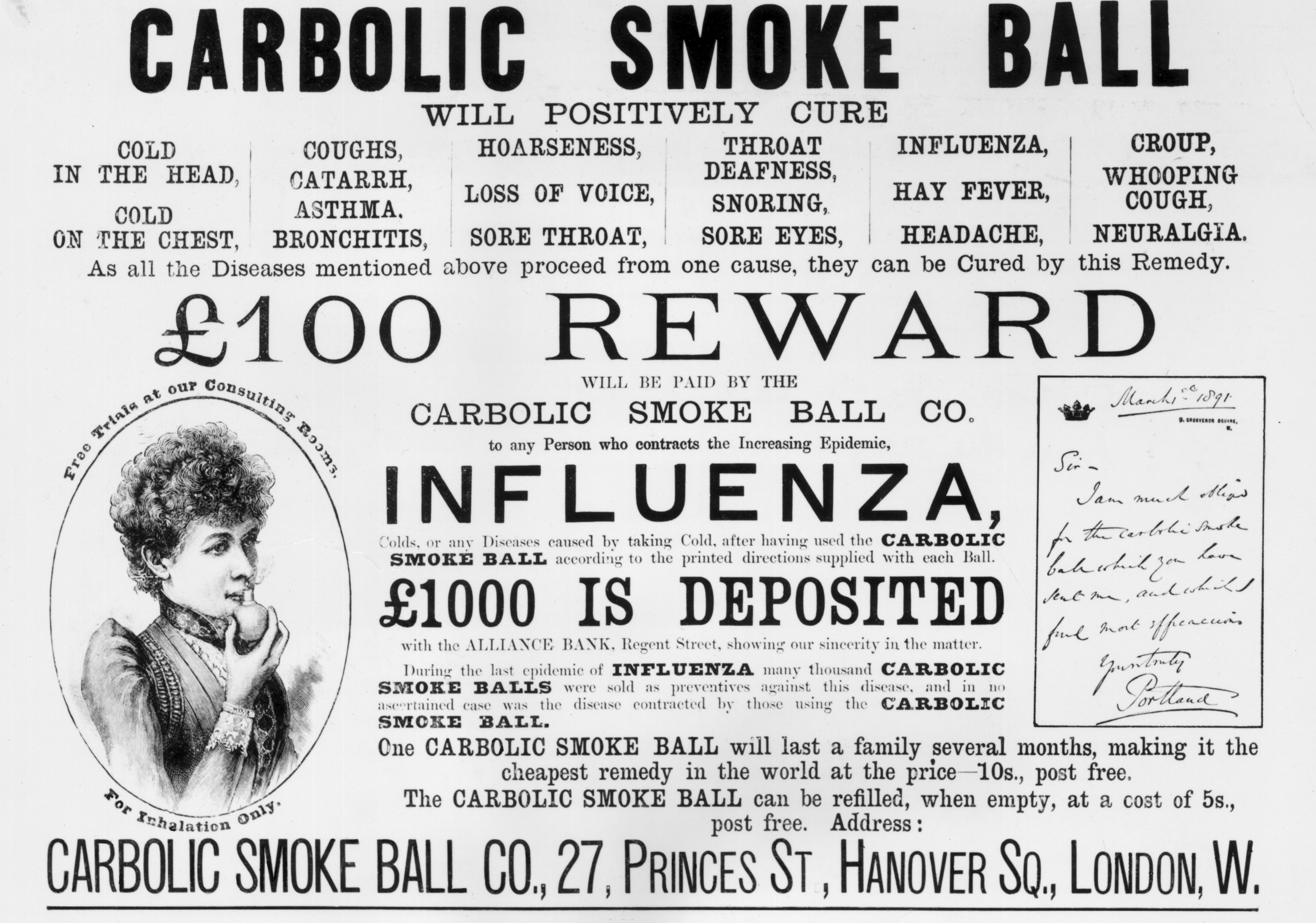 The carbolic smoke ball was a 19th century health scam. It changed the ...