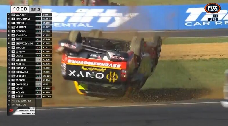 Big Bathurst 1000 barrel roll sparks safety car as SuperUtes driver ...