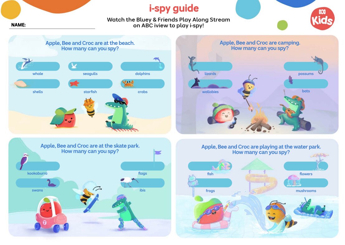 Bluey Minisodes Play Along Activity Sheets - ABC Kids