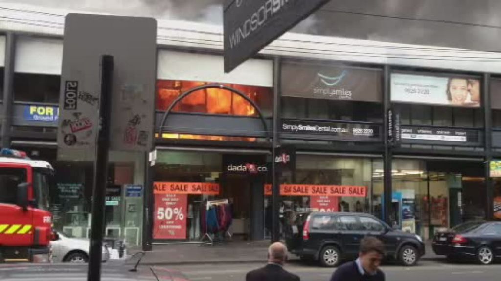 Amateur footage of the fire in the busy Chapel Street shopping precinct ...