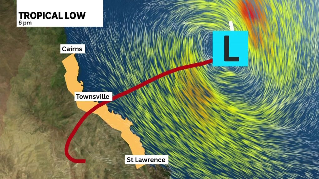 Tropical low shows signs of slowing down off Queensland coast - ABC News
