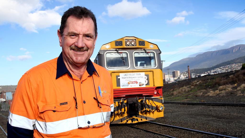 Mick Brennan celebrates a lifetime on the railway. - ABC Hobart