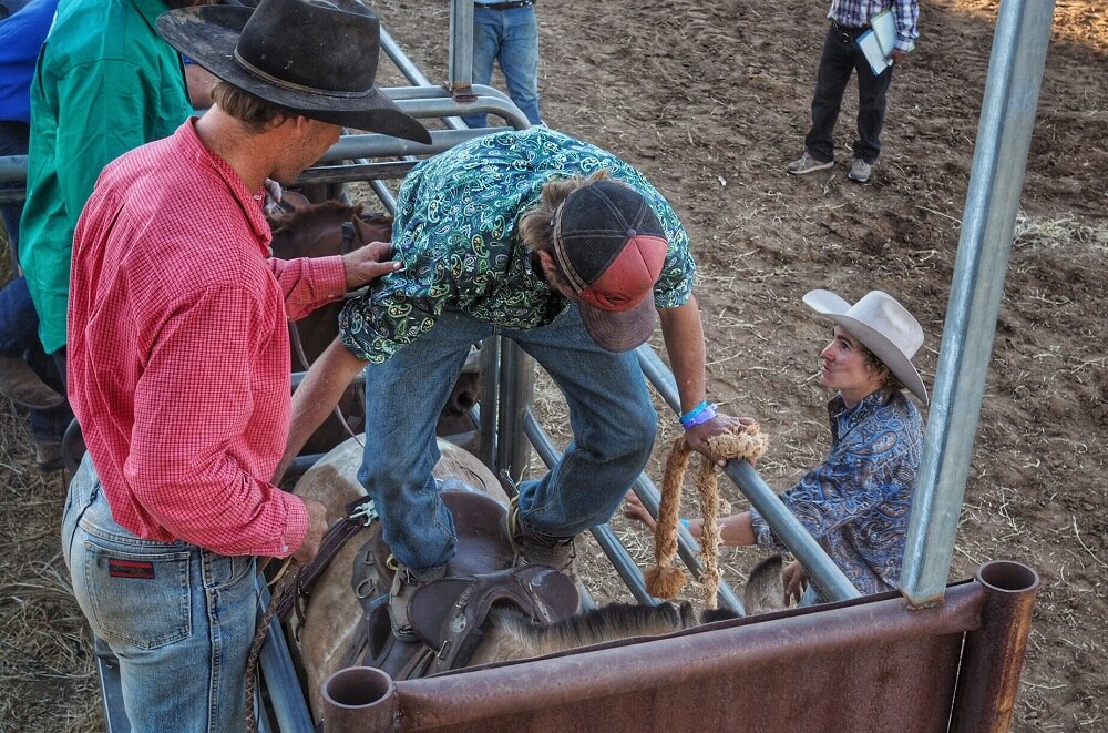 Dare devil trick riding wows crowd at remote Fitzroy Crossing Rodeo ...