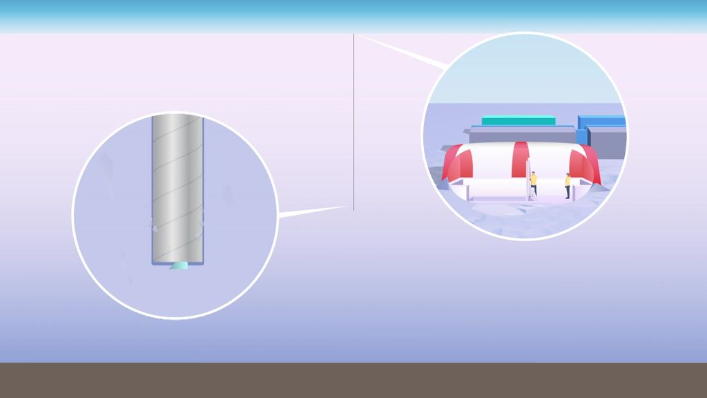 An animated example of ice-core drilling in Antarctica. (Supplied: AAD ...