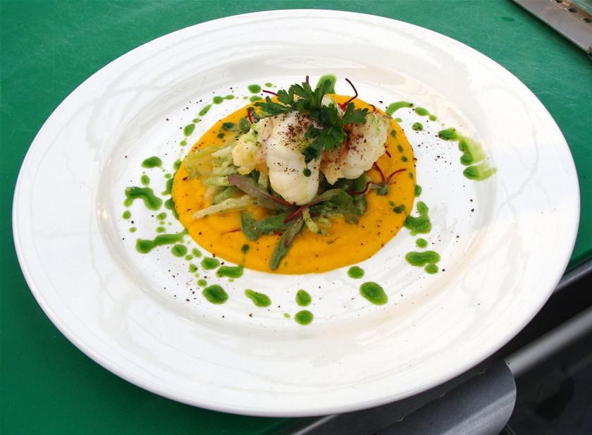 Tasmanian Crayfish, ginger carrot puree, parsley oil and lime dressed ...
