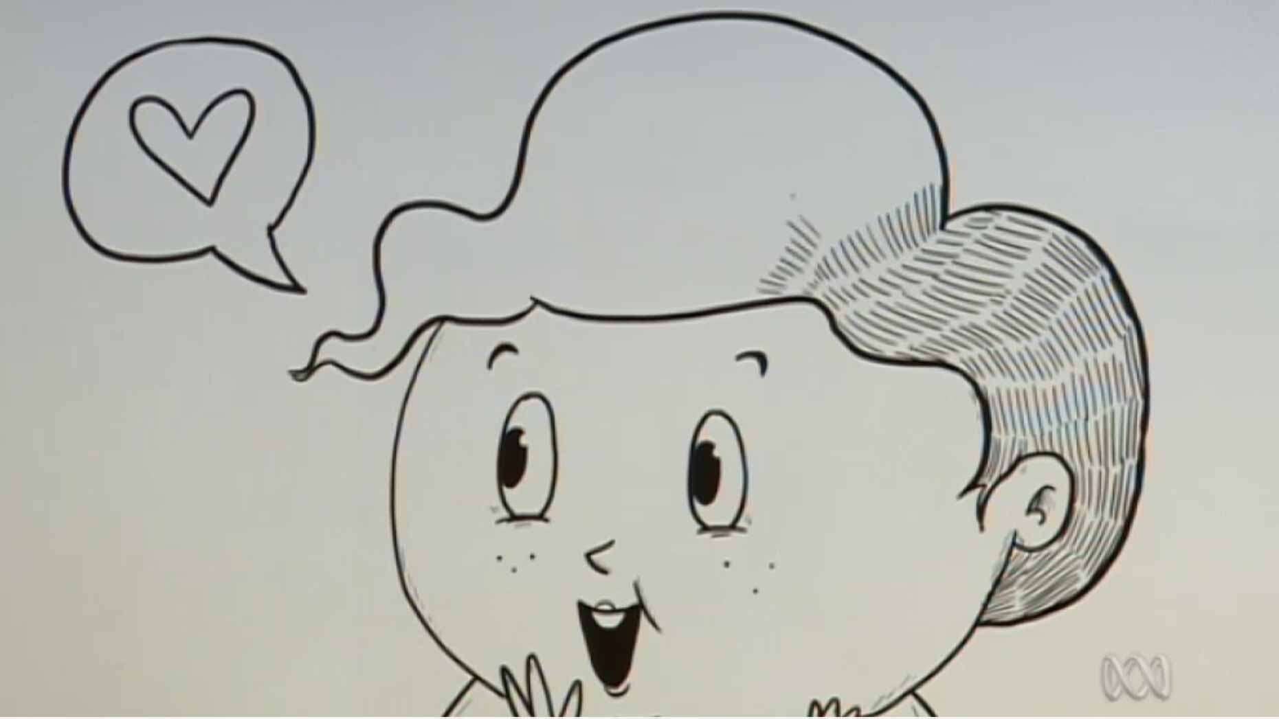 Nic Lawson drawing superhero Frankie Holliday - ABC News