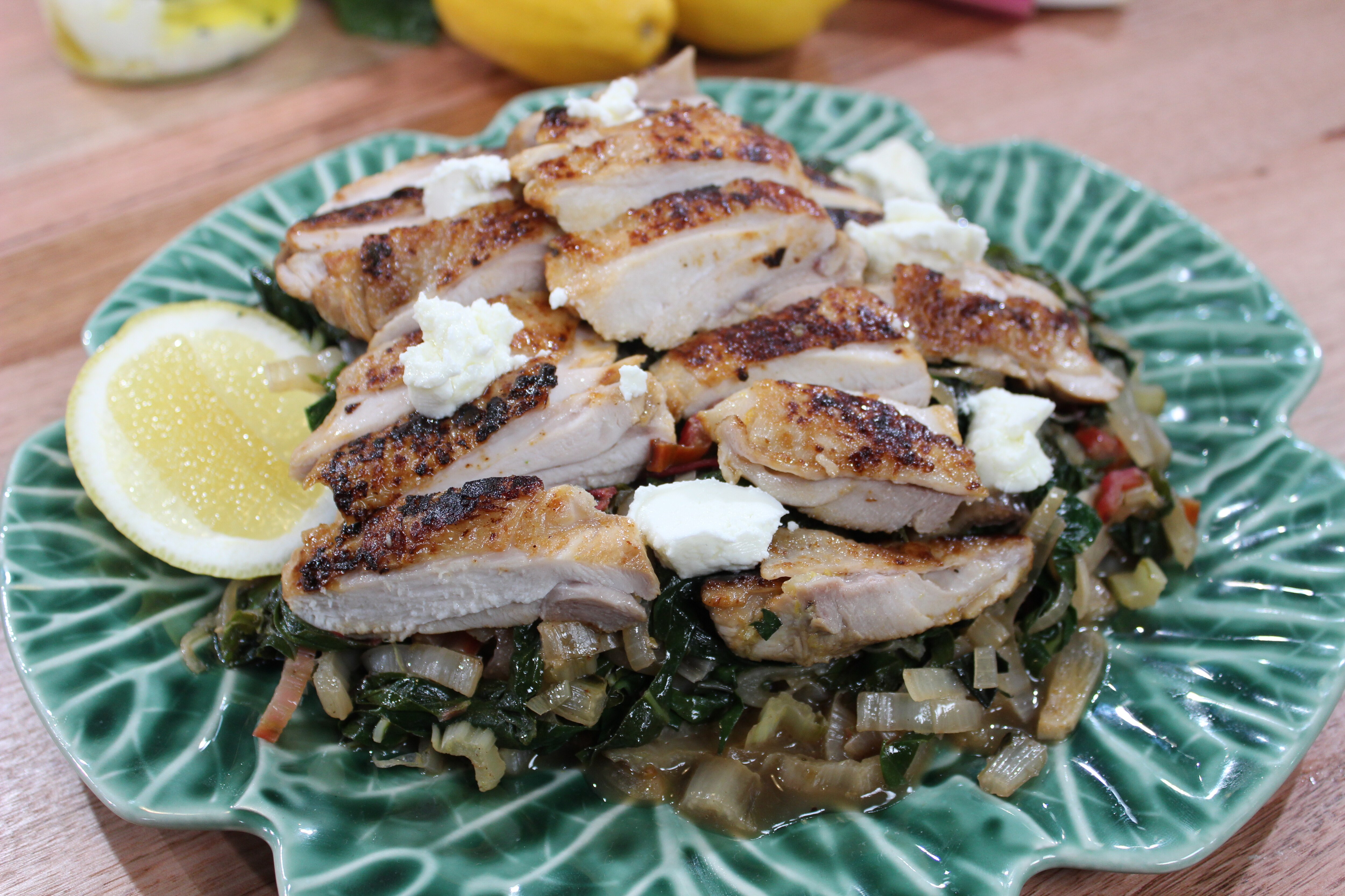 Flat-chat chicken thighs and silverbeet - ABC News