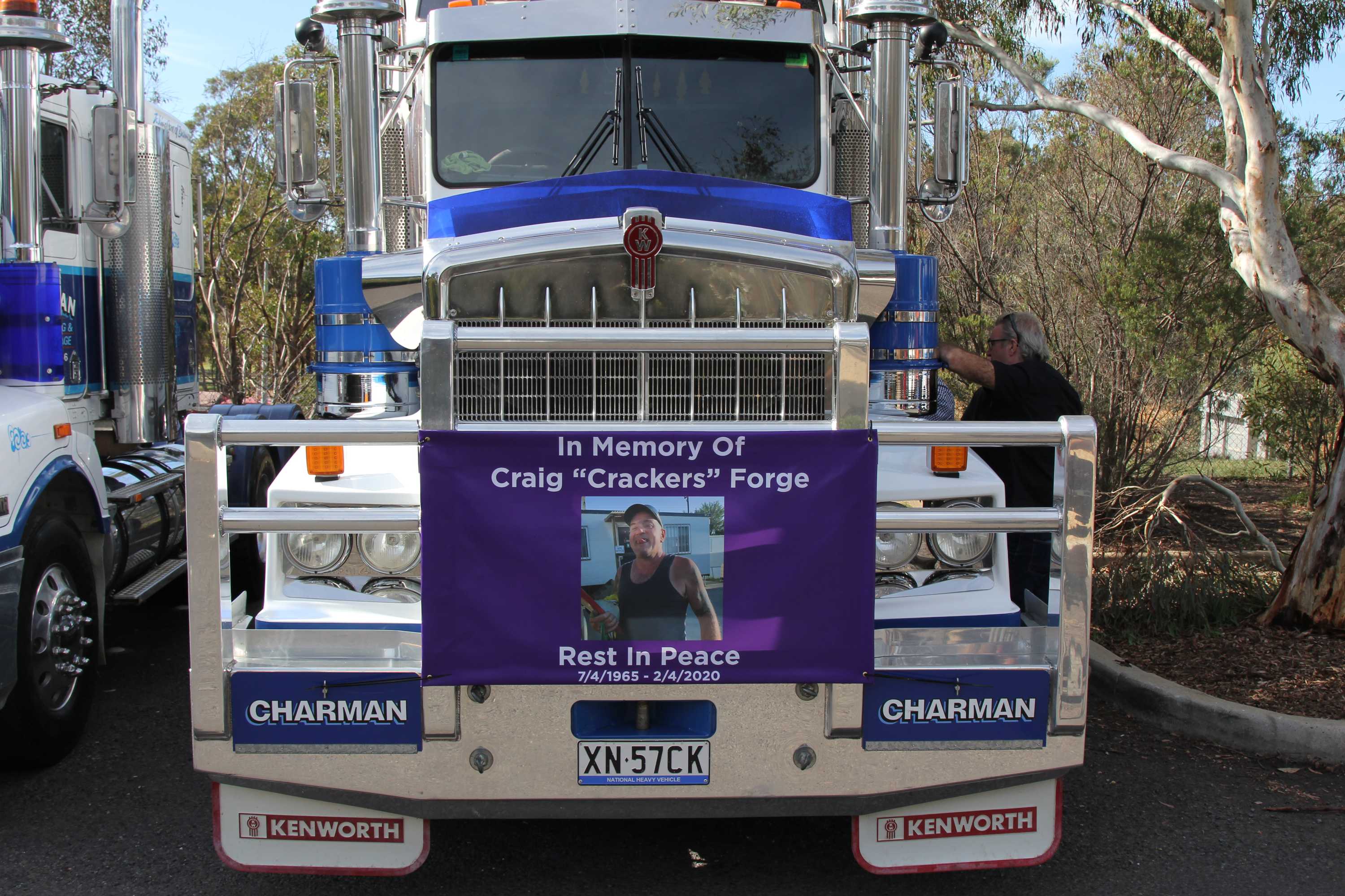 Amid the coronavirus pandemic, a truckie is farewelled with a convoy ...