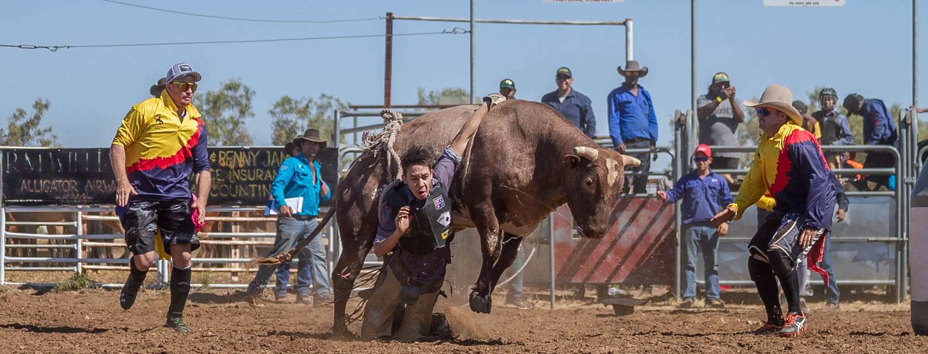 Rodeo clown Cain Burns takes full force of 600kg bull by diving under ...