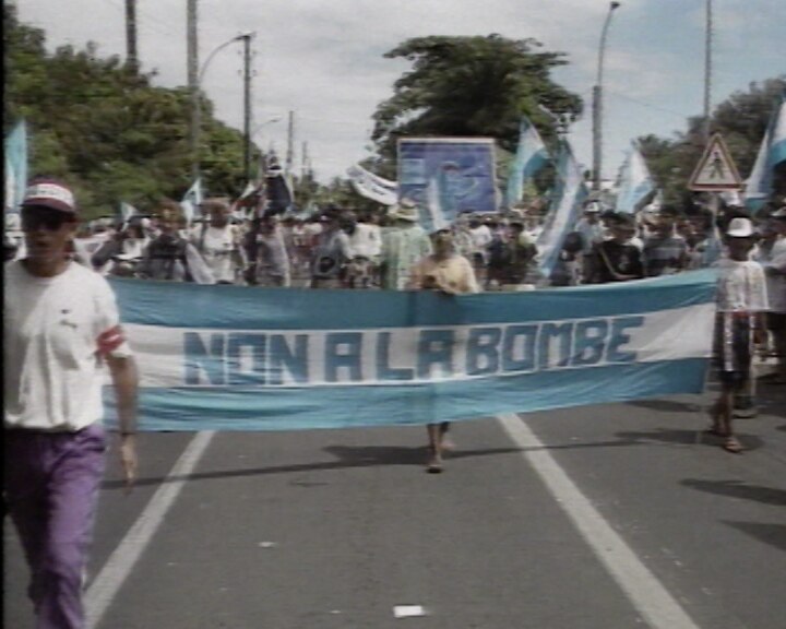 Thousands march against French nuclear testing in the Pacific - ABC ...