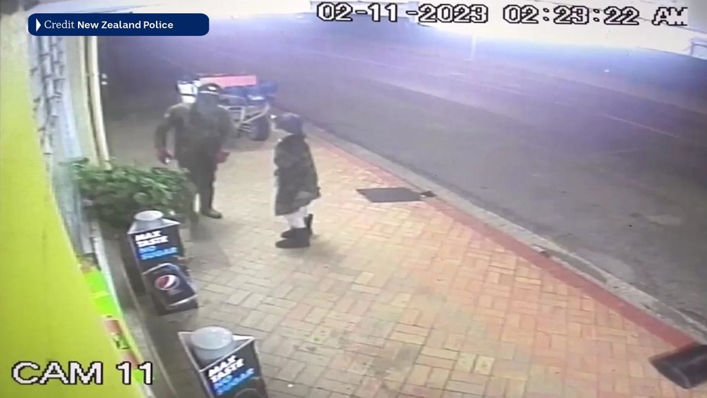 CCTV of Tom Phillips and one of his children outside a store in Piopio ...
