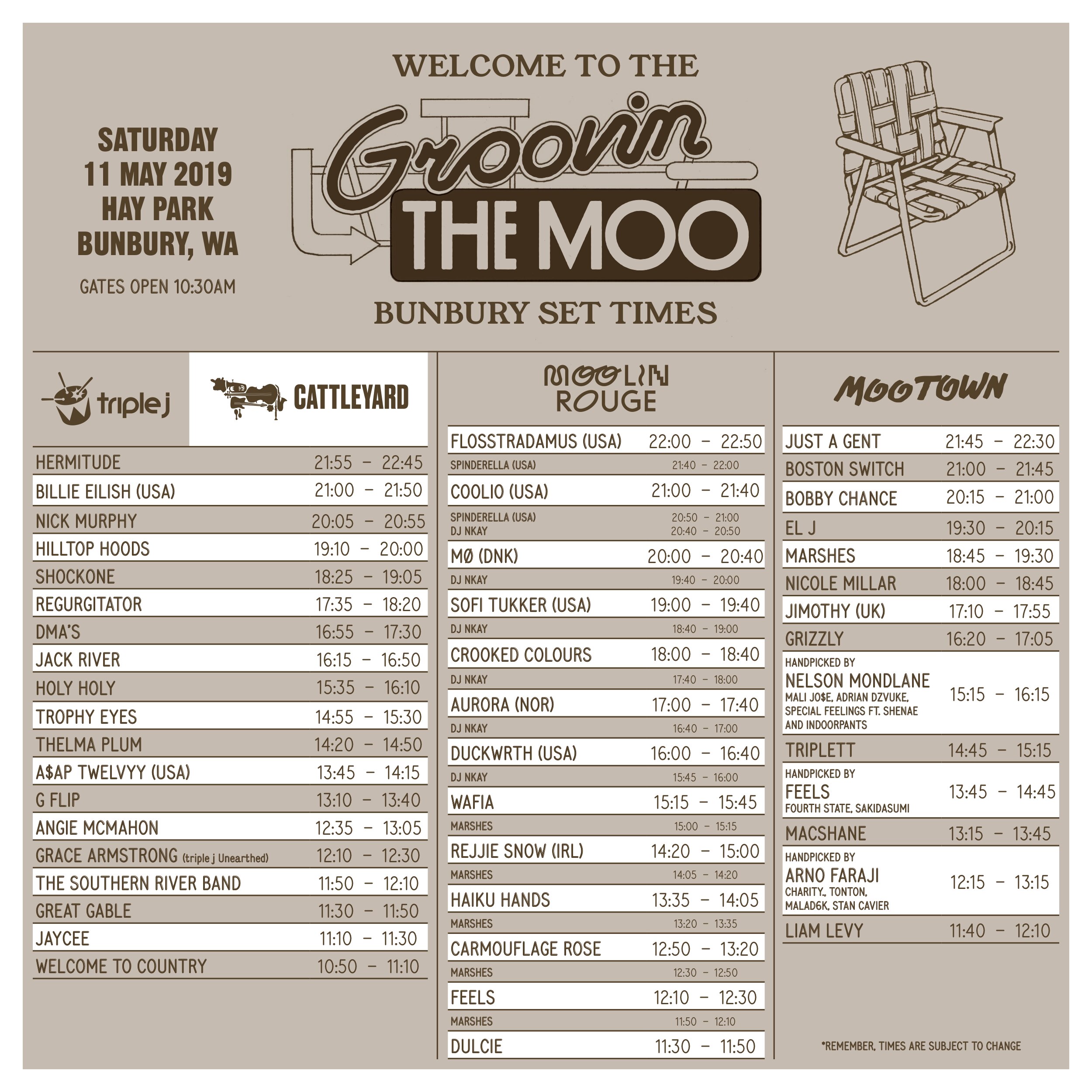 The Groovin The Moo 2019 set times have arrived! - triple j