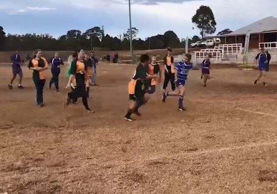 MRP 7s player Charlie Bragg scores a try. - ABC News