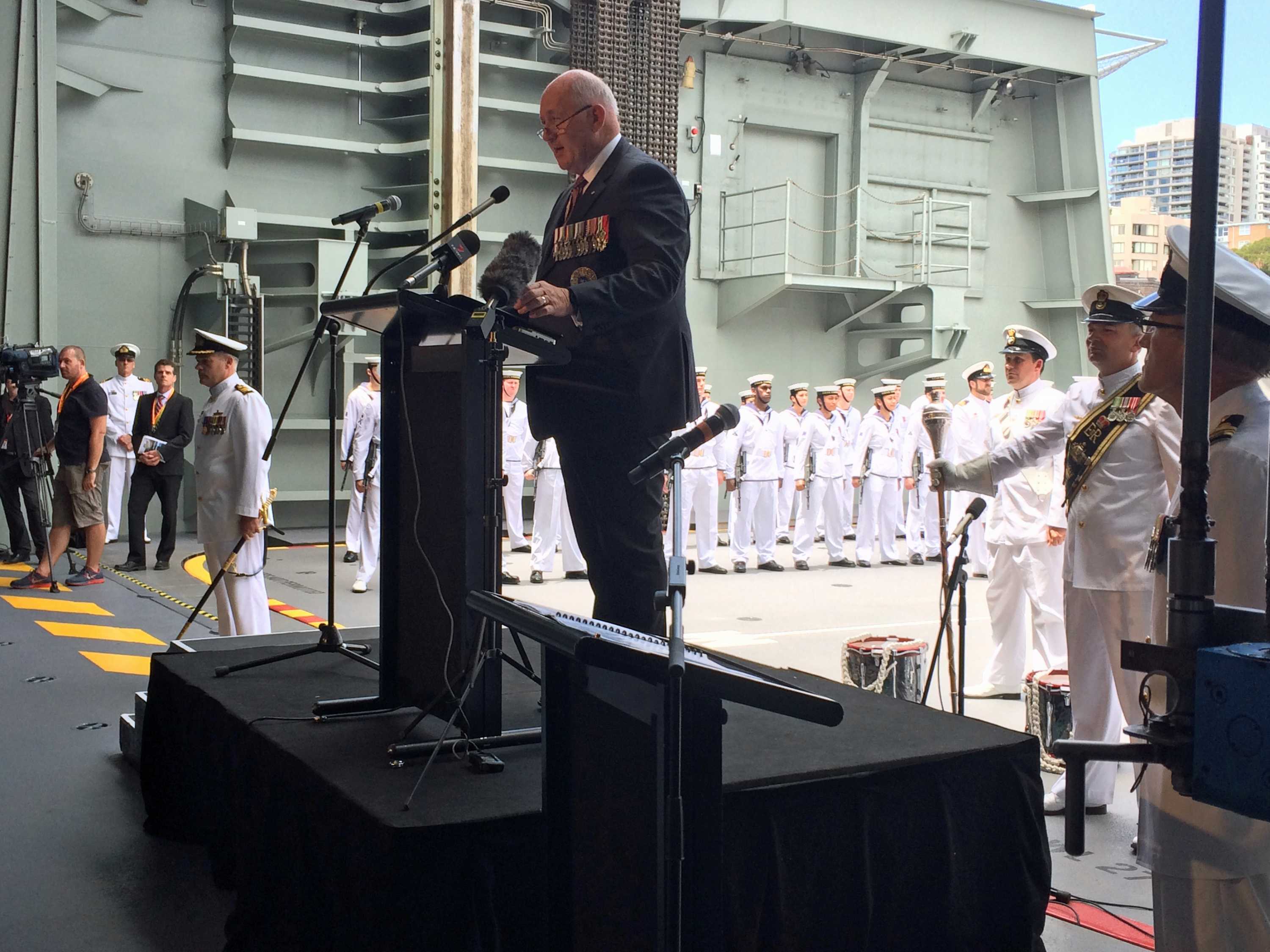 HMAS Canberra enters commission into Australian Navy at Sydney ceremony ...
