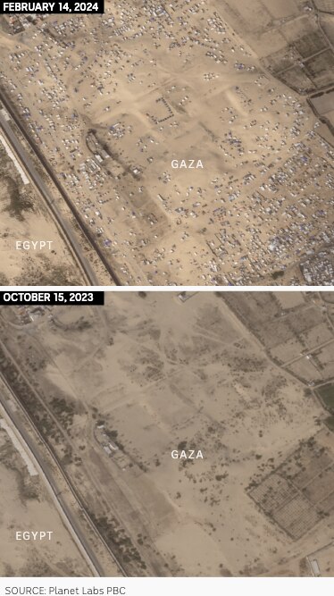 Among the destroyed buildings and missile craters, thousands of tents ...