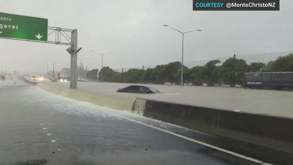 Cars almost submerged in Auckland amid flooding - ABC News