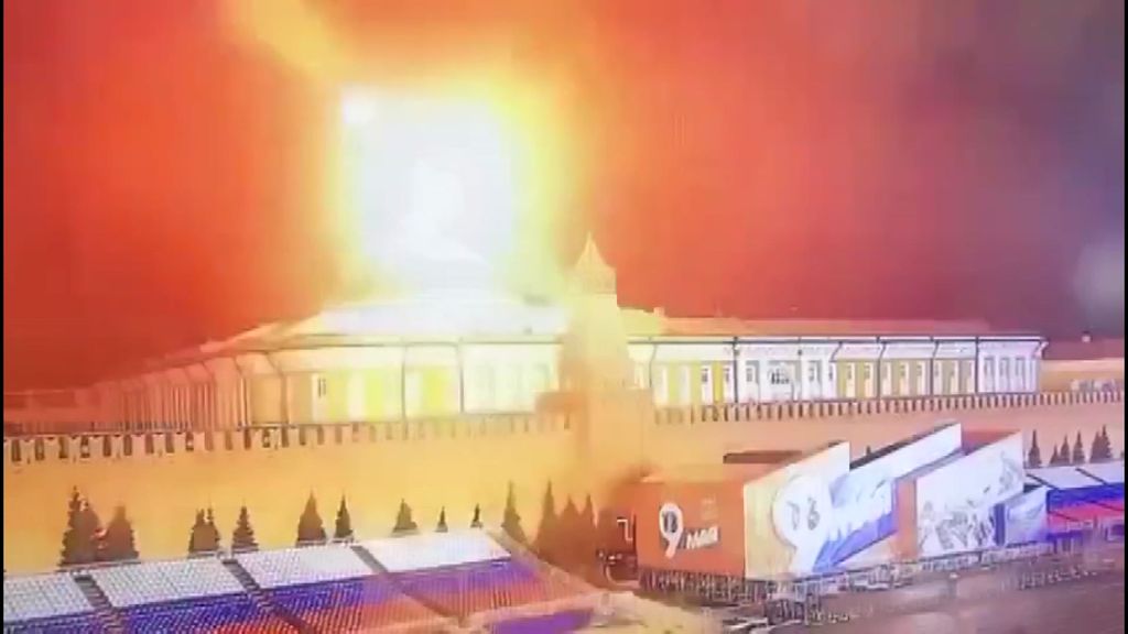 Video shared on Telegram appears to show drone exploding over Kremlin ...