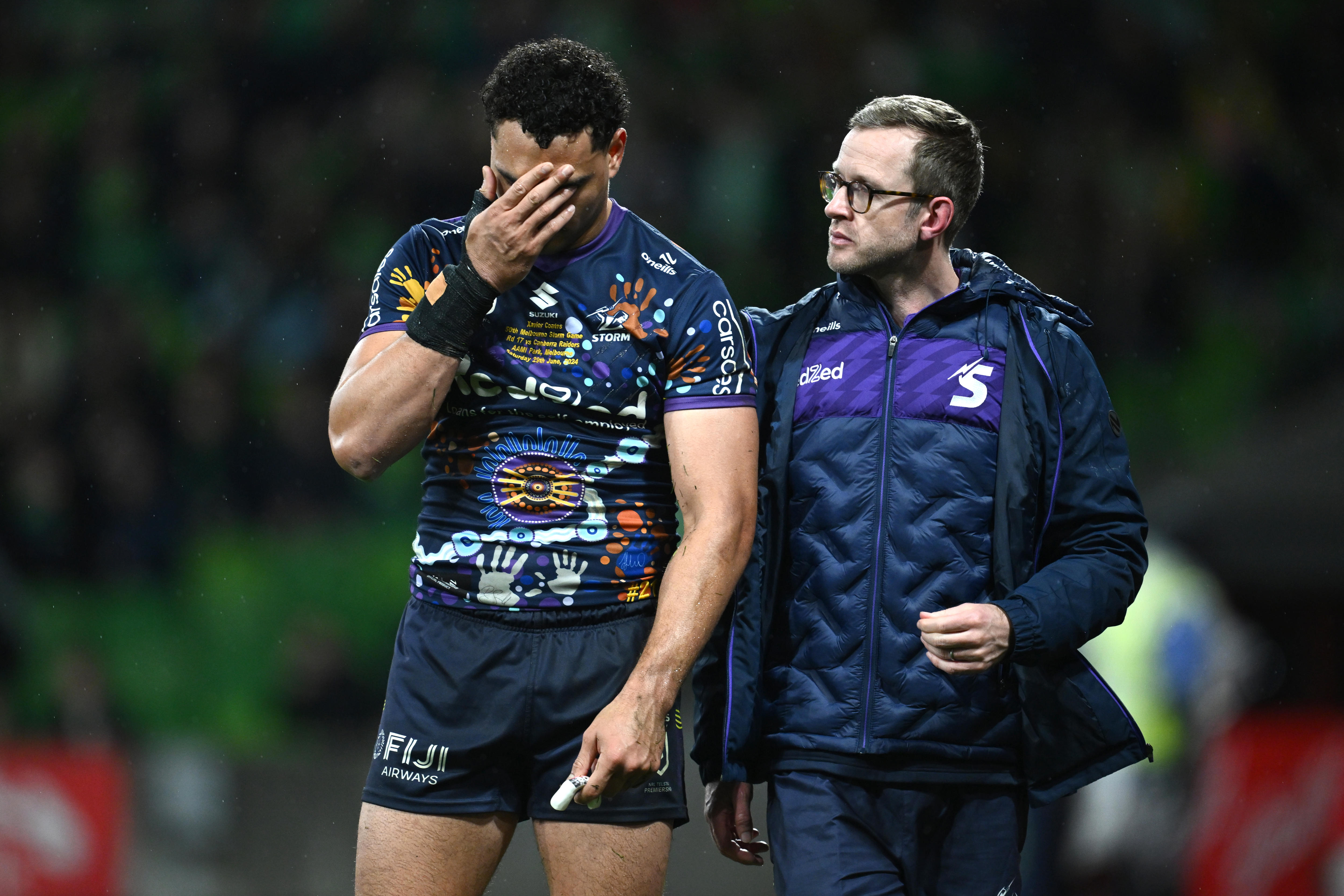 Xavier Coates a doubt for Origin III, limps off as Melbourne Storm edge ...