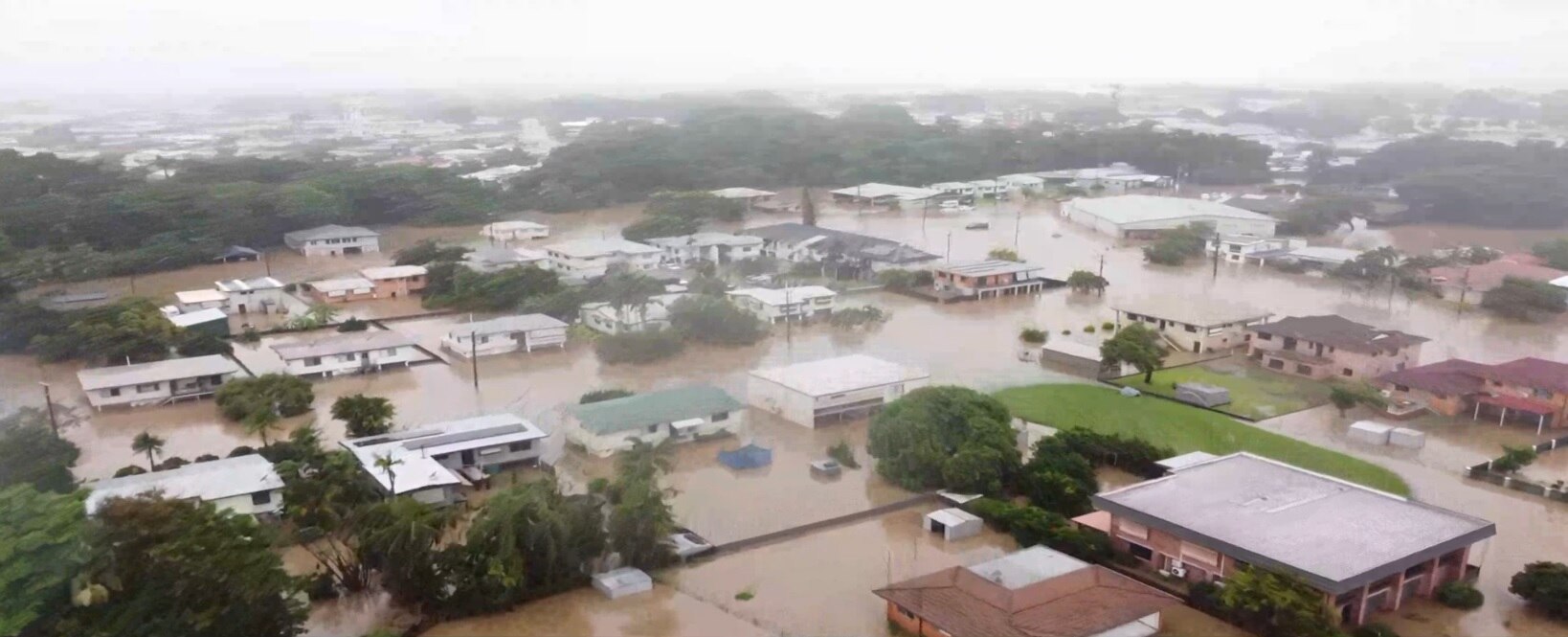 Drone footage shows flooding through the town of Ingham - ABC News