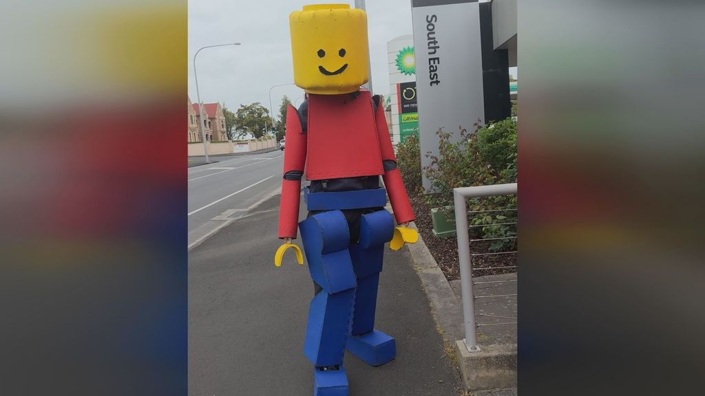 Human Lego Man's long walk - ABC News