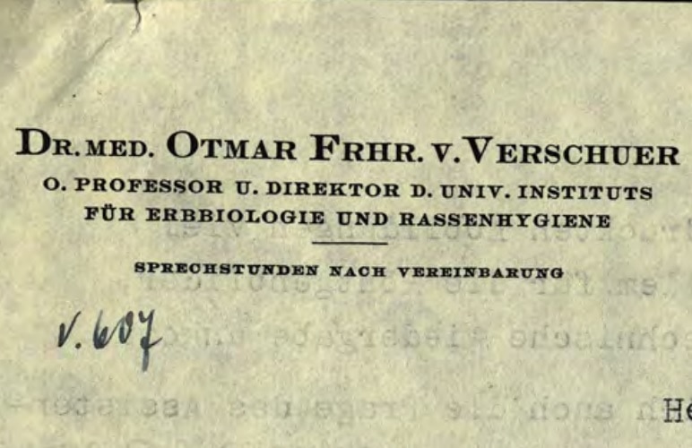 Nazi scientist Otmar von Verschuer's correspondence with British ...