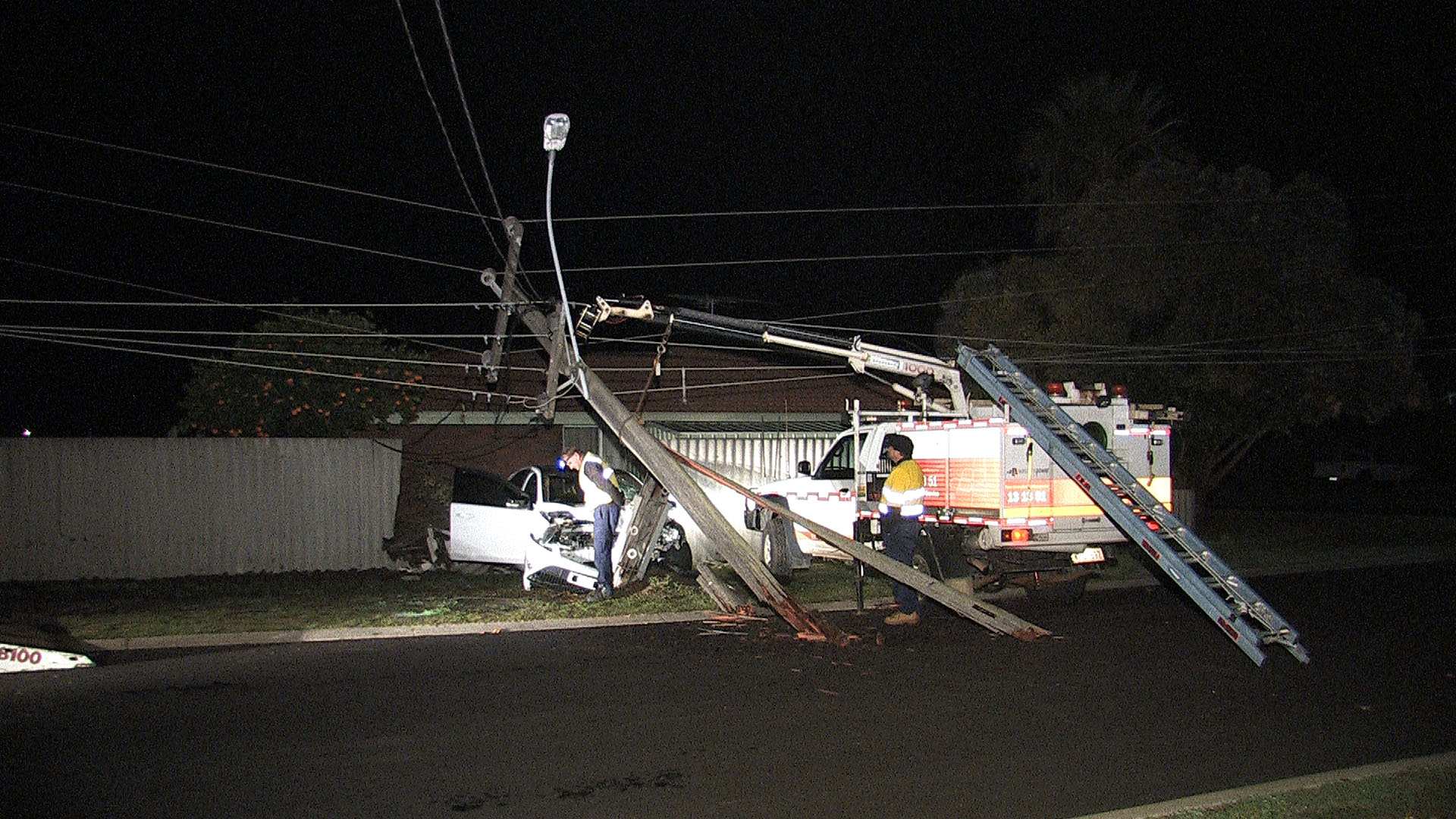 Stolen car snaps Rockingham power pole in half; police hunt for driver ...