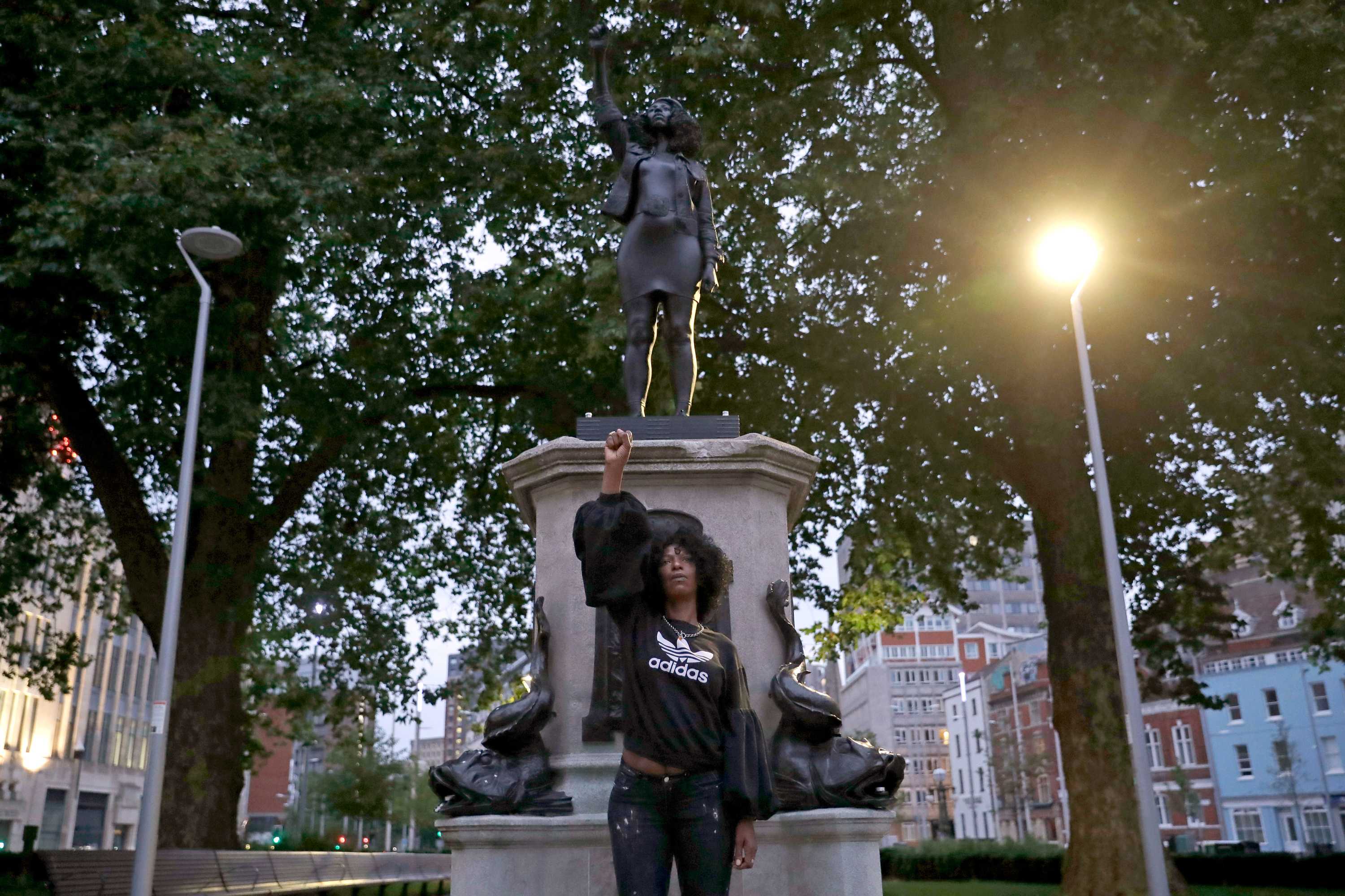 Statue of Black Lives Matter protester replaces toppled UK slave trader ...