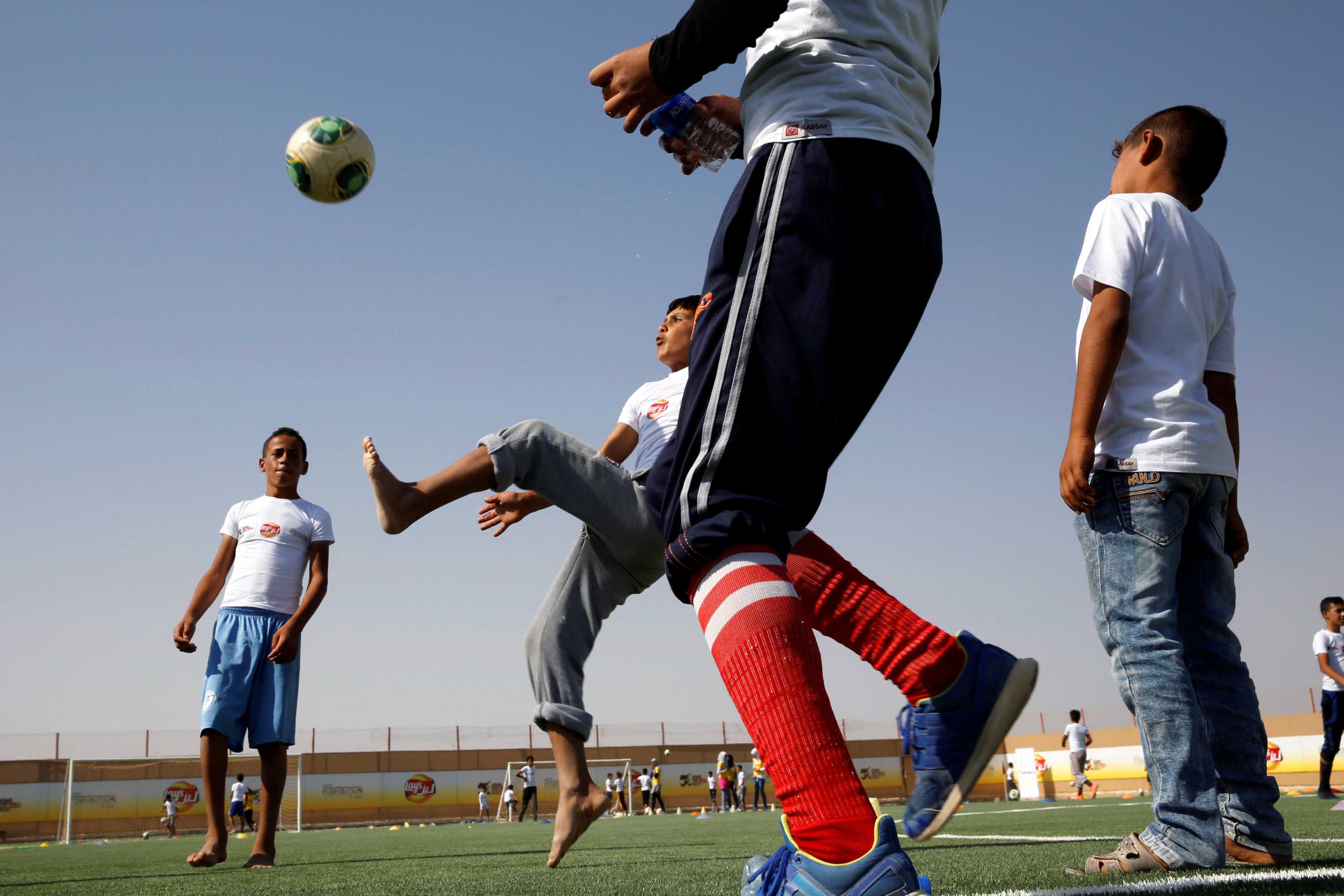 Syrian refugee camp in Jordan gets full-size football pitch from UEFA ...