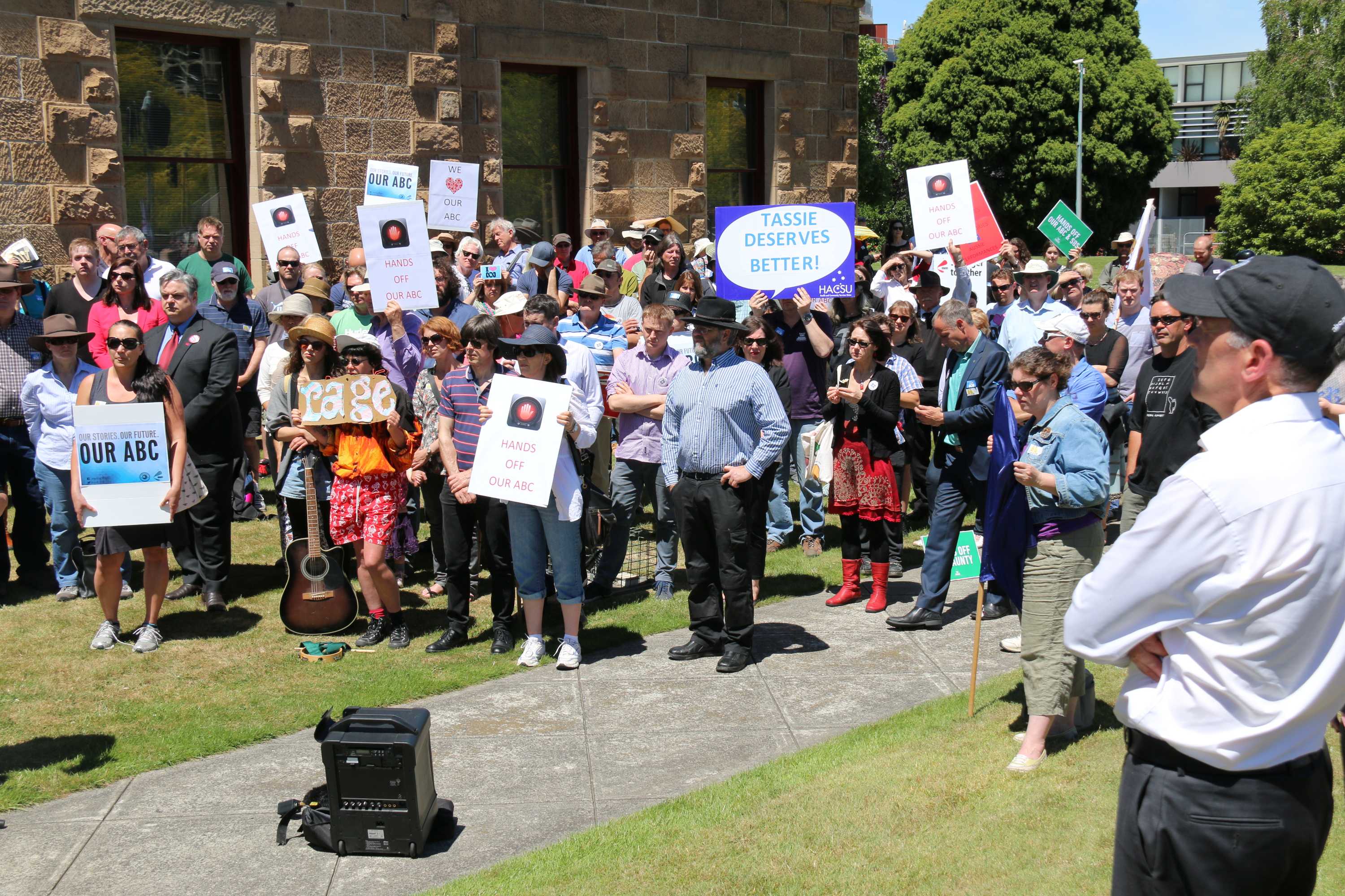 ABC supporters rally in Hobart against budget cuts - ABC News