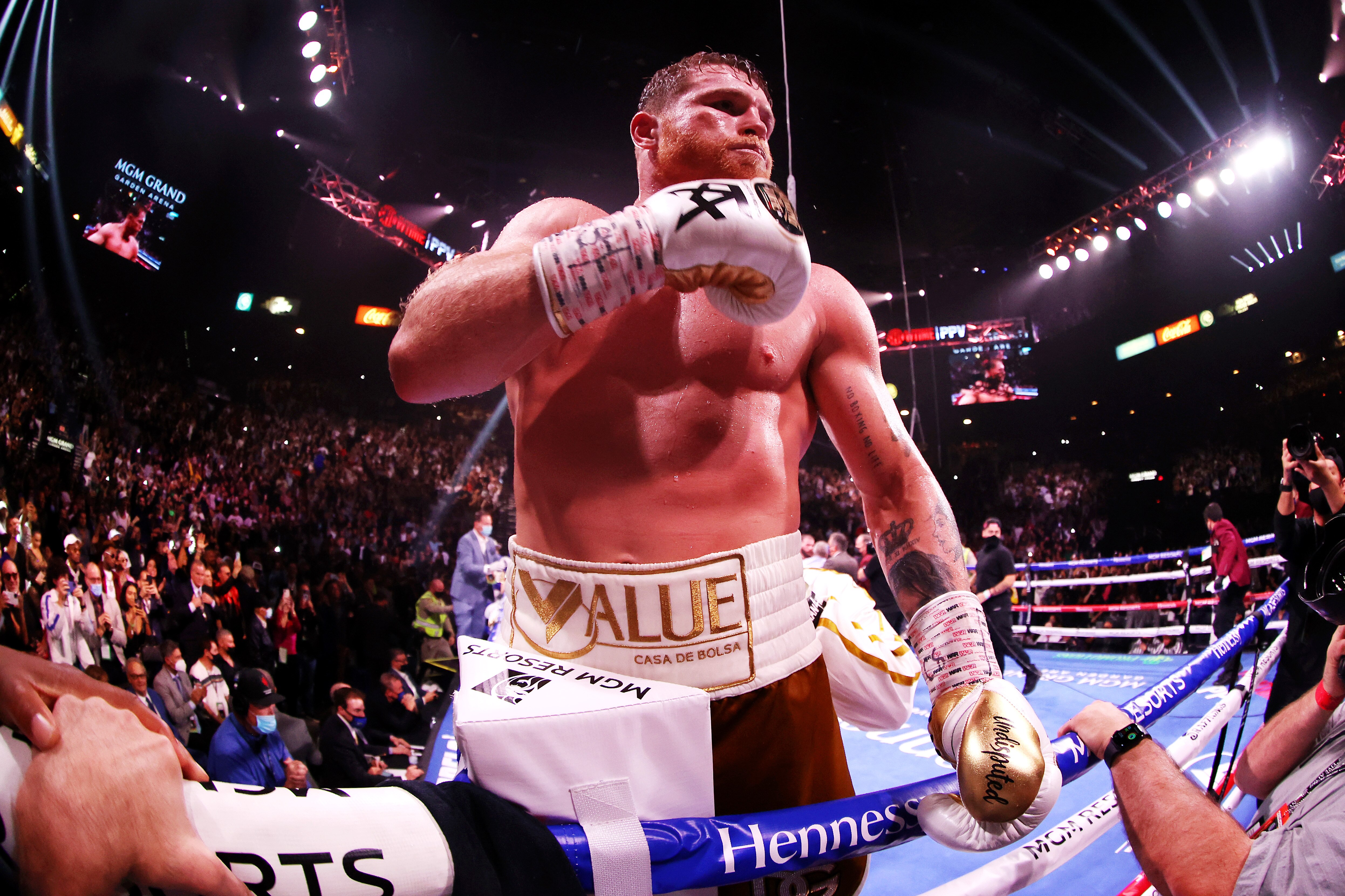 Canelo Alvarez beats Caleb Plant by technical knockout, to be unified ...