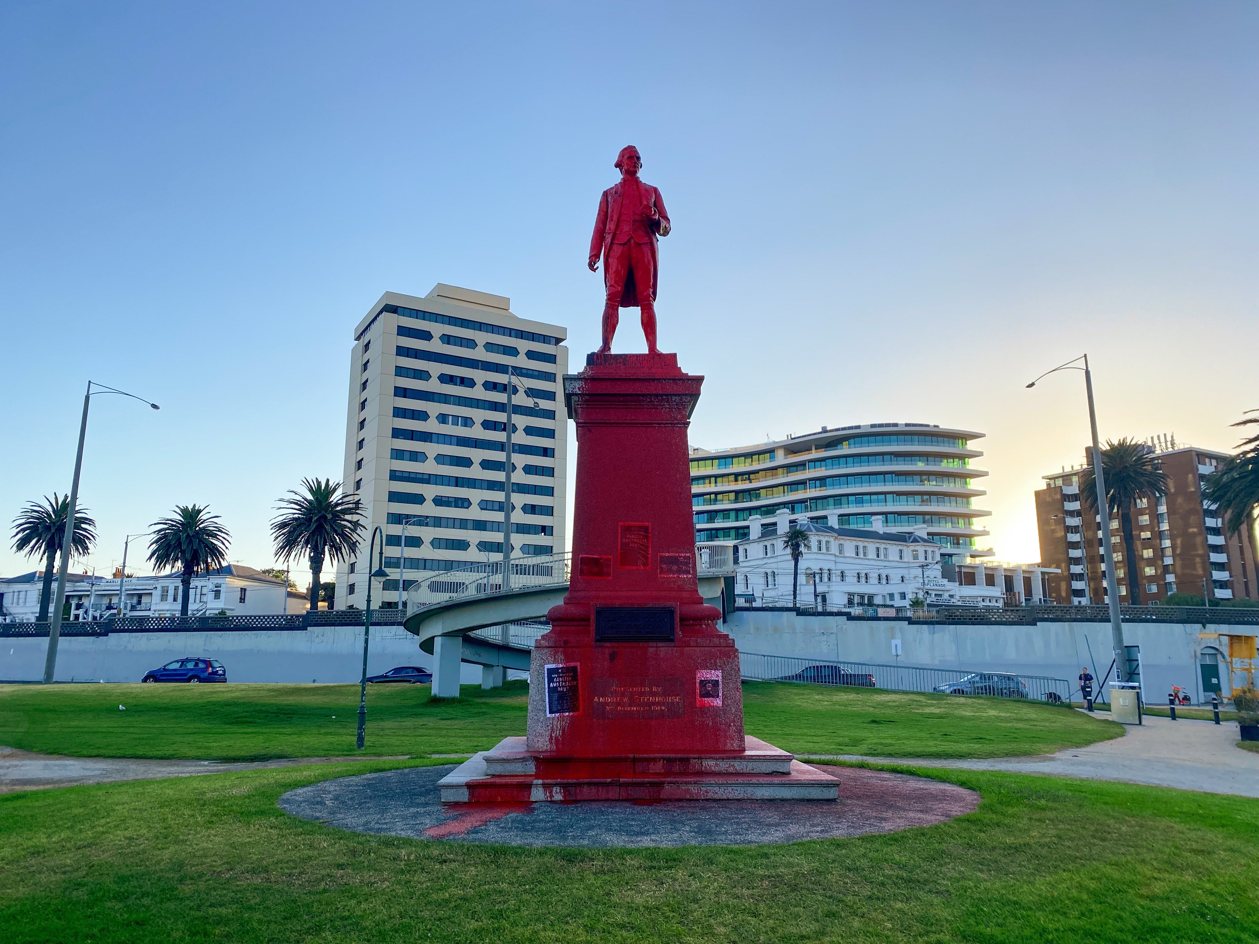 Toppled Captain Cook statue at St Kilda to be repaired after fiery ...