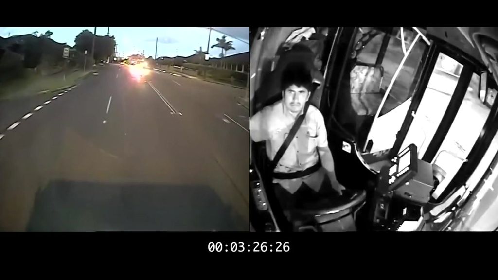 CCTV shows distracted bus driver moments before fatal crash - ABC News
