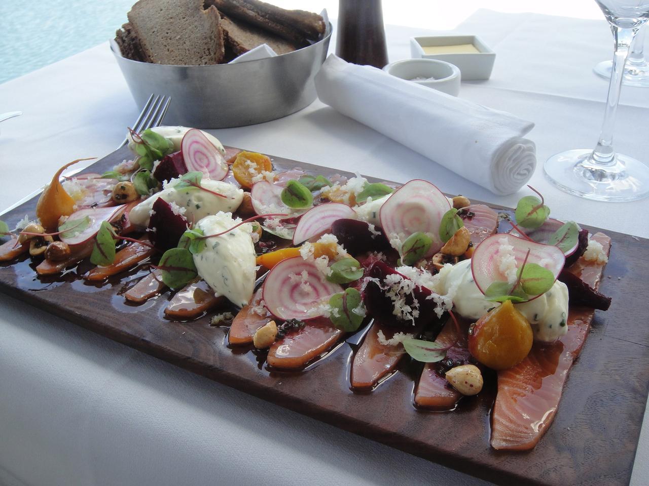 Cold Christmas Lunch - citrus cured king salmon with baby beets - ABC News