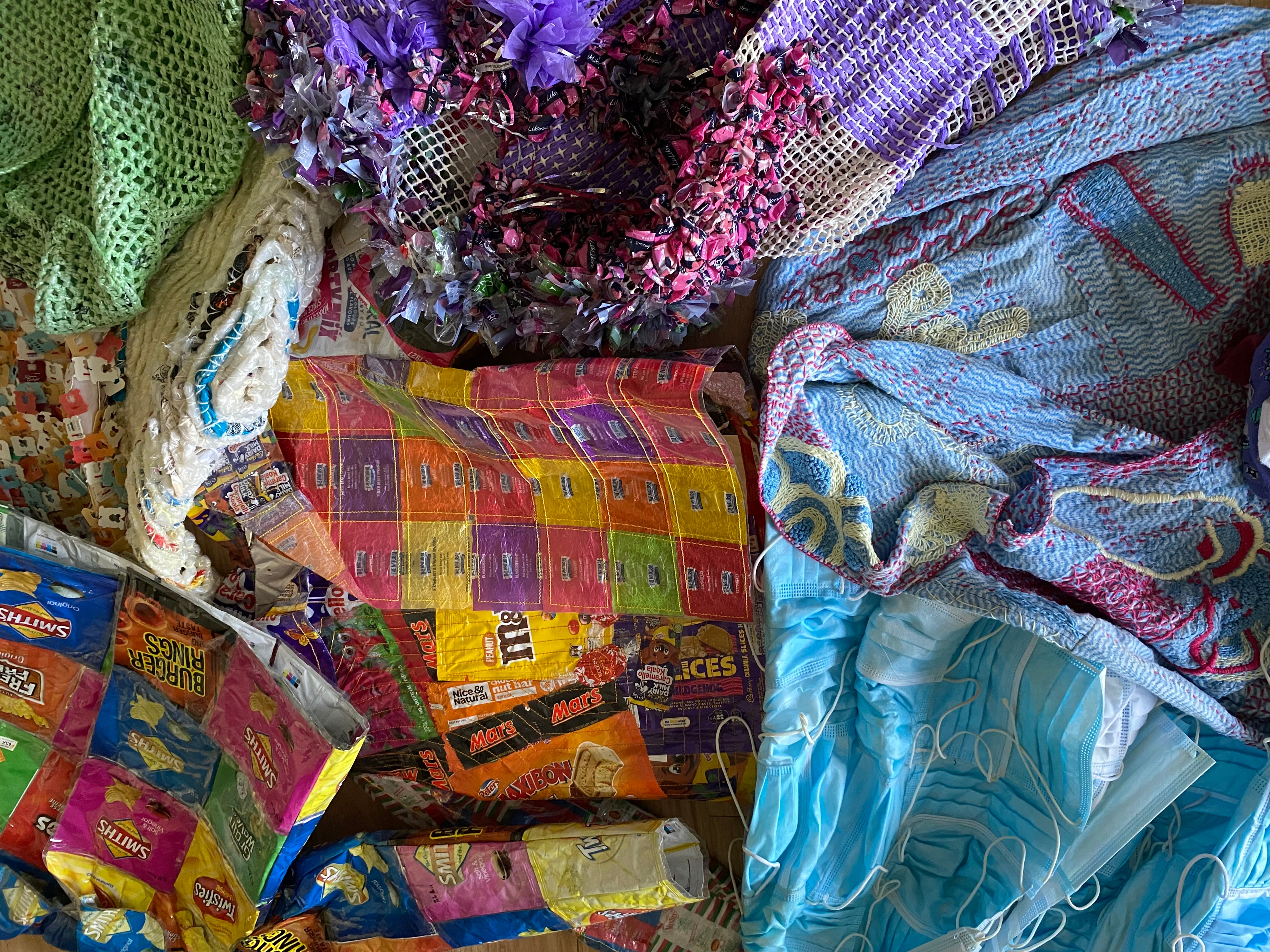 Artist turns used face masks and bread bags into fashion for Sydney ...