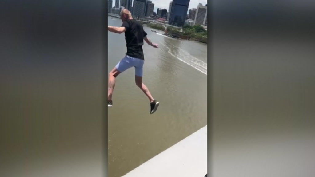 YouTube prankster Luke Erwin jumping off Goodwill Bridge. - ABC News