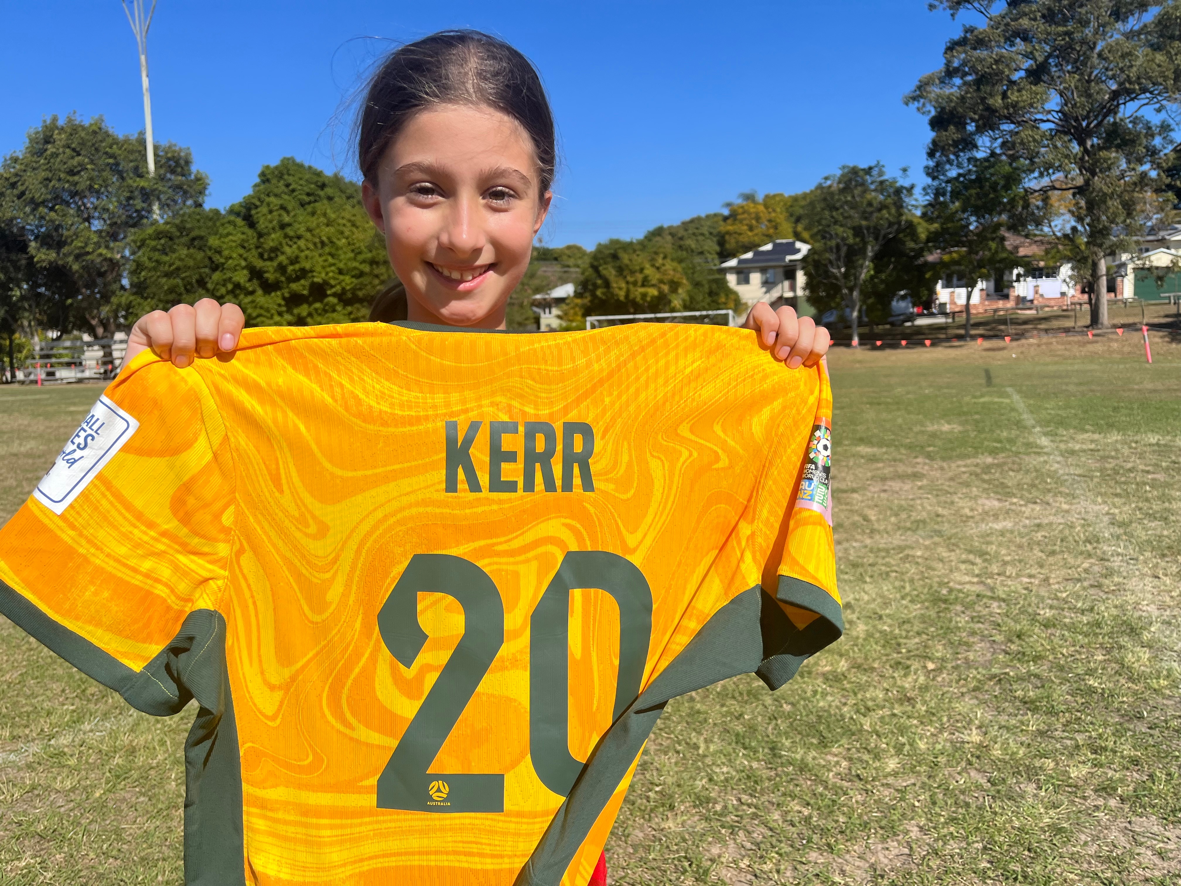 Sam Kerr fan scores the star's jersey after the Matildas defeat France ...
