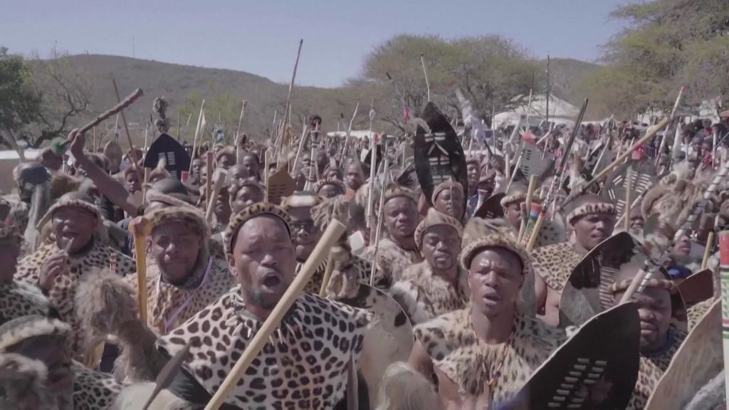 Thousands of Zulu warriors and maidens celebrate the traditional ...