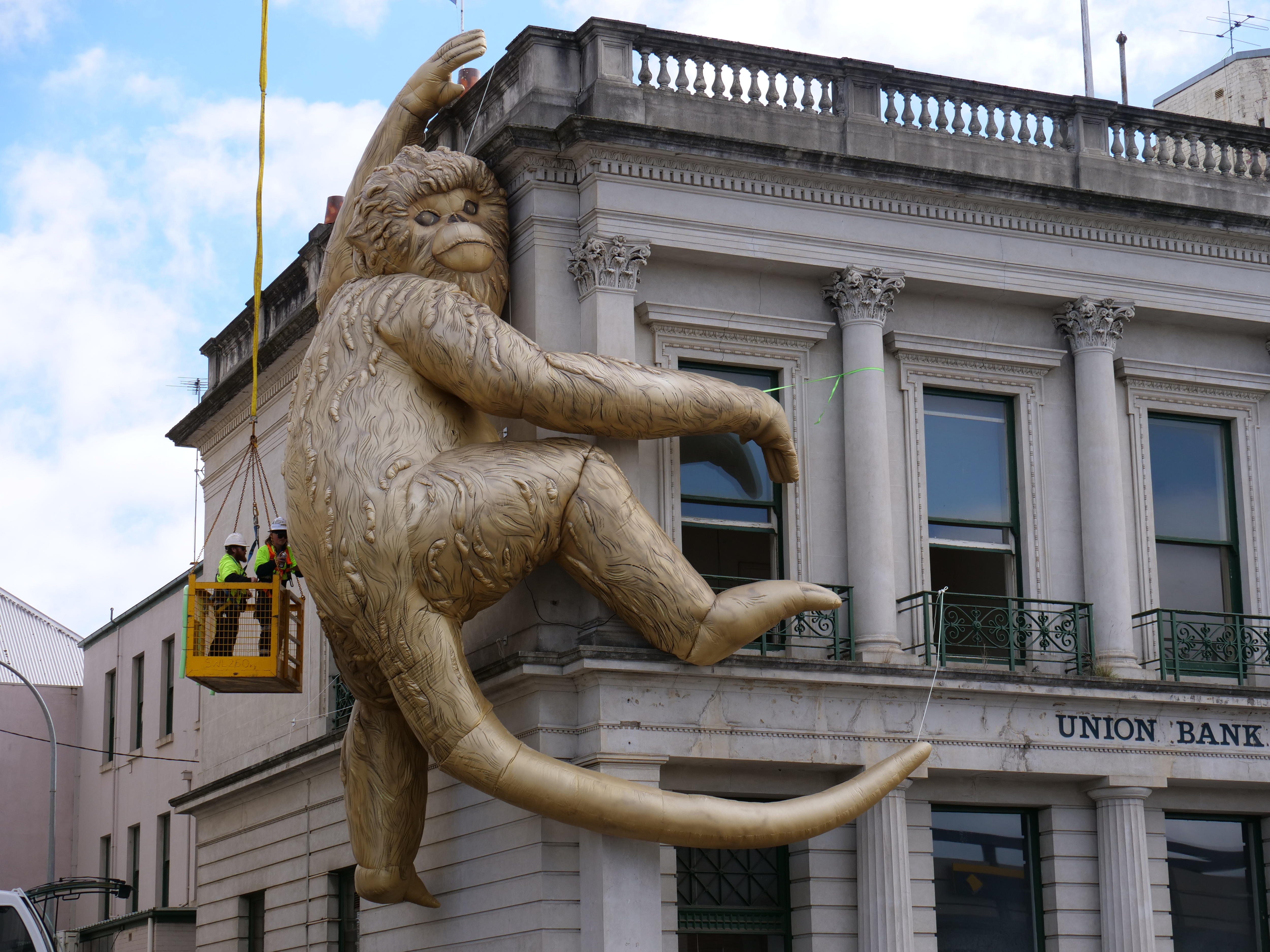Lisa Roet installs giant golden monkey on building for Ballarat ...