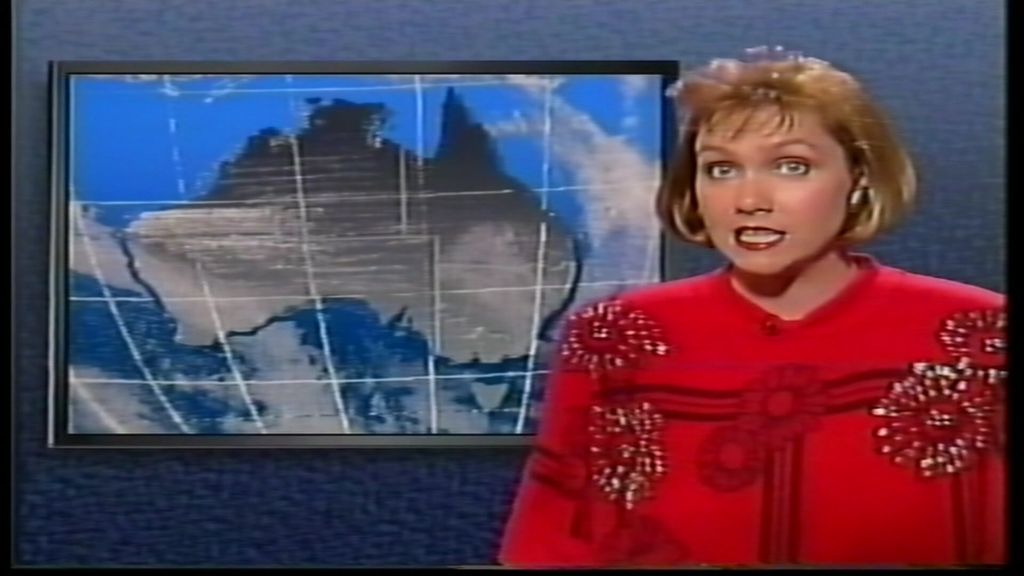 Jenny Woodward presenting ABC News weather in 1988 - ABC News